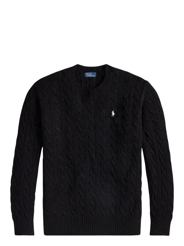 Polo Ralph Lauren Crew Neck Braided Sweater - Black