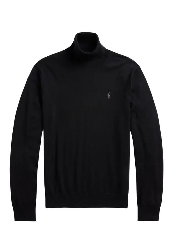 Polo Ralph Lauren High Neck Sweater With Logo - Black