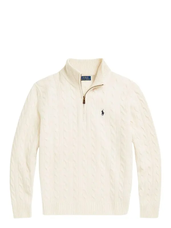 Polo Ralph Lauren Half Zip Sweater With Logo - Beige