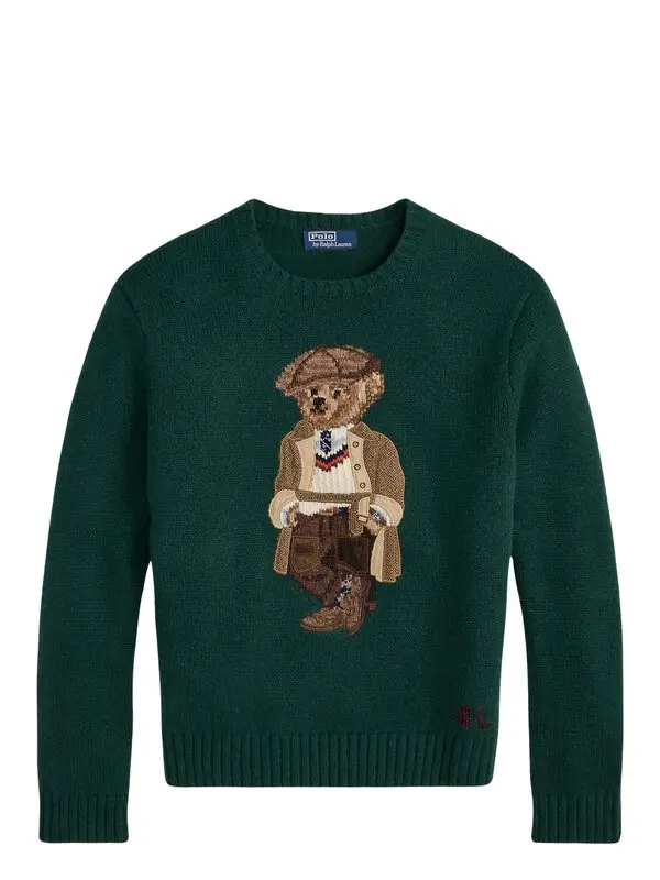 Polo Ralph Lauren Crew Neck Sweater With Teddy Bear Print - Green