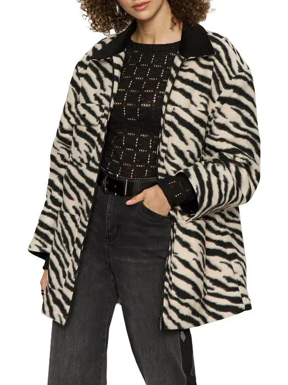 Sanctuary Zebra Print Barn Jacket - Striking White