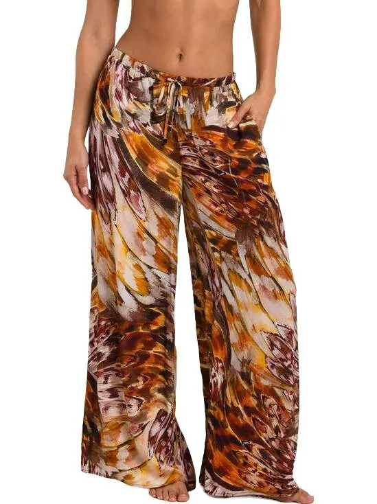 L'Agence Sharon Watercolor Cover-up Pants - Brown Multi