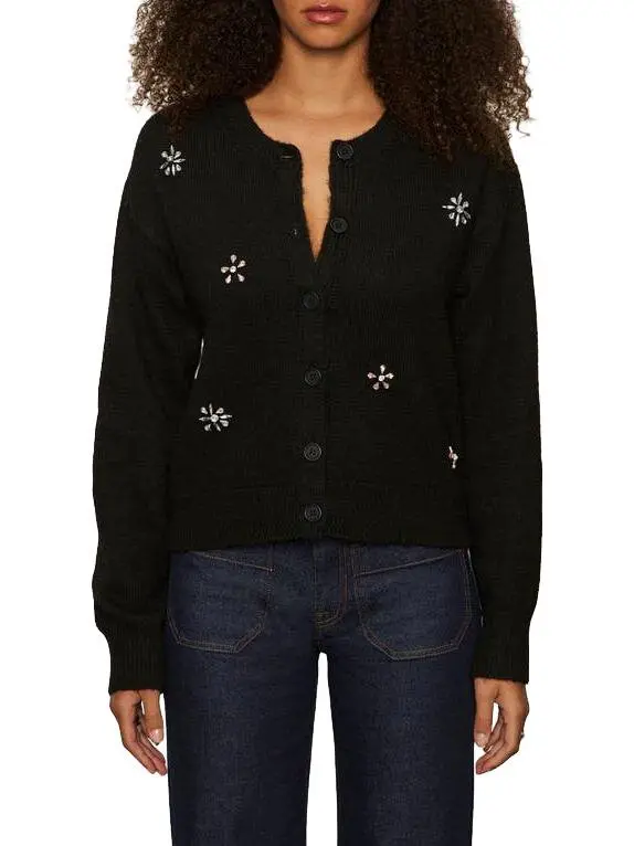 Sanctuary Rhinestone Detail Cardigan - Black