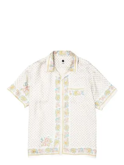 VOWELS Short Sleeve Silk Scarf Shirt - Ivory