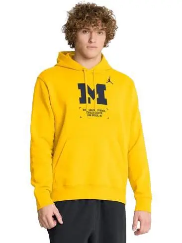 JORDAN BRAND Michigan Wolverines Basketball Fleece Pullover Hoodie - Maize