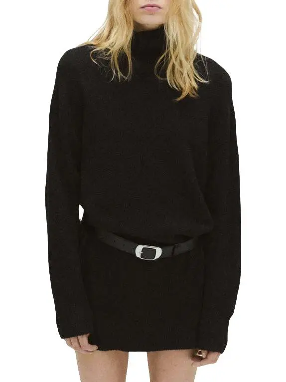 Mango Turtleneck Long Sleeve Dress - Black