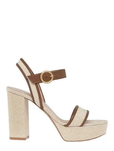 GIANVITO ROSSI Milos Open Toe Sandals - Brown Fabric And Nappa