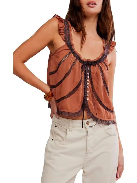 Free People Mable Pleated Ruffle Tank - Canyon Sunset Combo