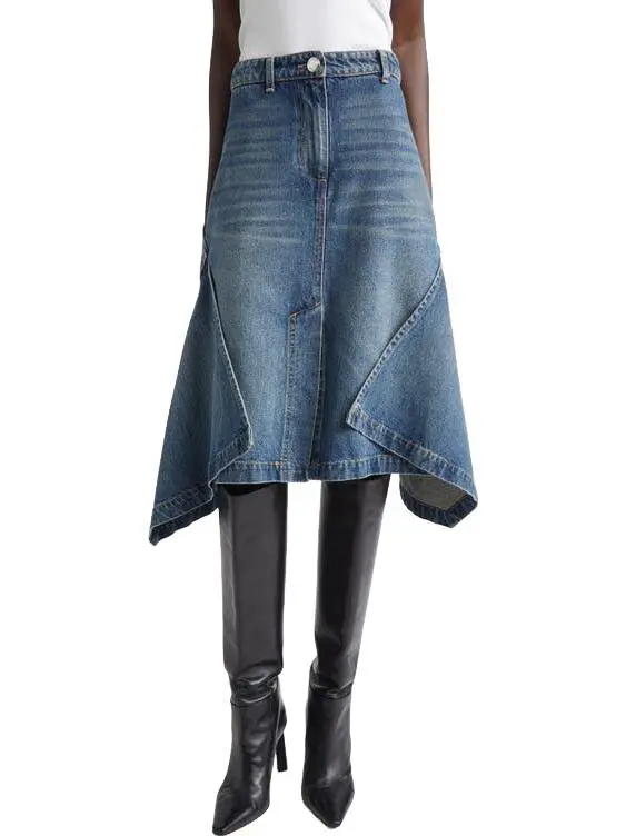 Brandon Maxwell The Frankie Denim Cascade Skirt - Dakota Wash