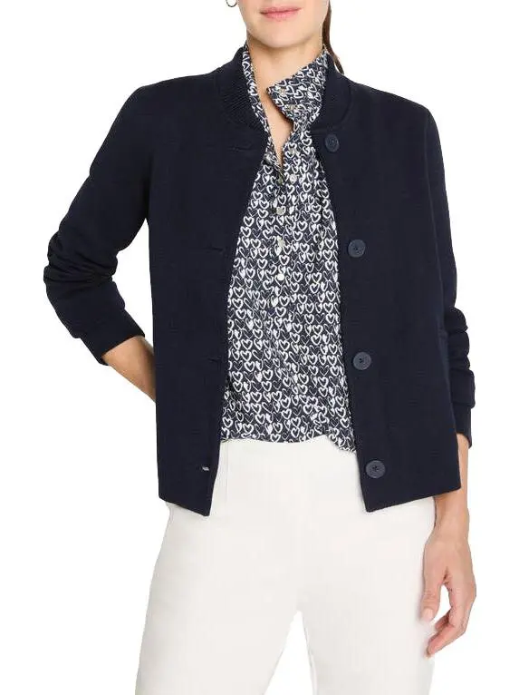 NIC+ZOE Knit Bomber Jacket - Dark Indigo