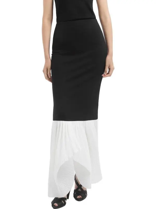 Co Peplum Hem Midi Skirt - Black & White