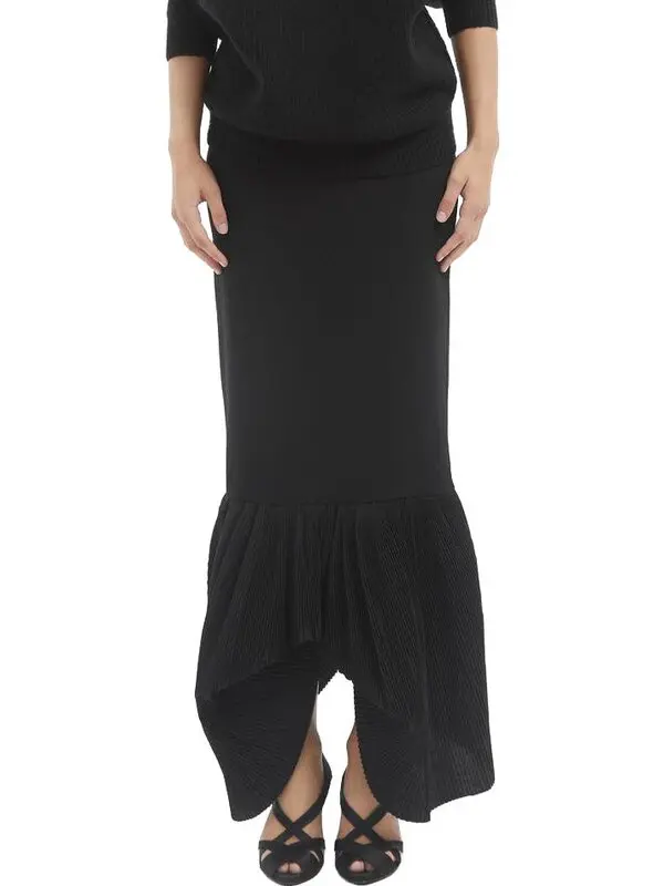 Co Peplum Hem Midi Skirt - Black