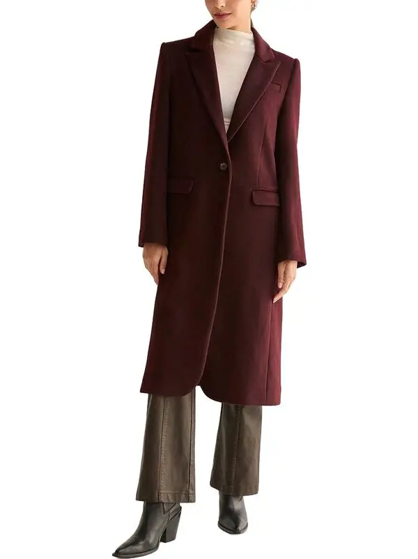 CRESCENT Brushed Wool Blend Coat - Merlot