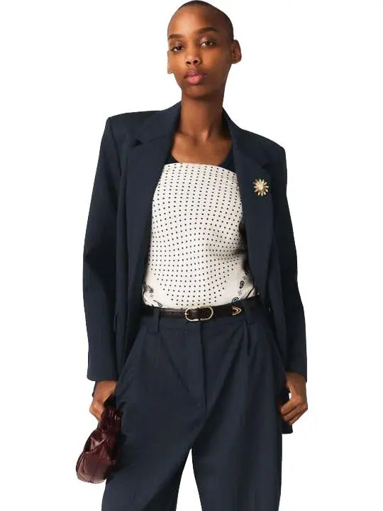 Maje Striped Suit Jacket - Navy