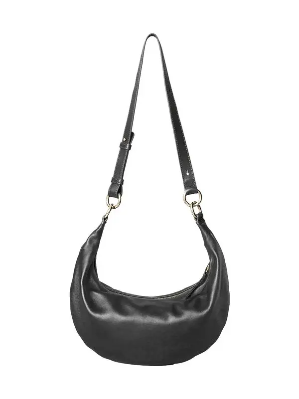 HYER GOODS Small Leather Convertible Ring Bag - Black/silver