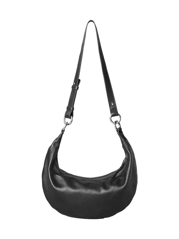 HYER GOODS Small Leather Convertible Ring Bag - Black/silver