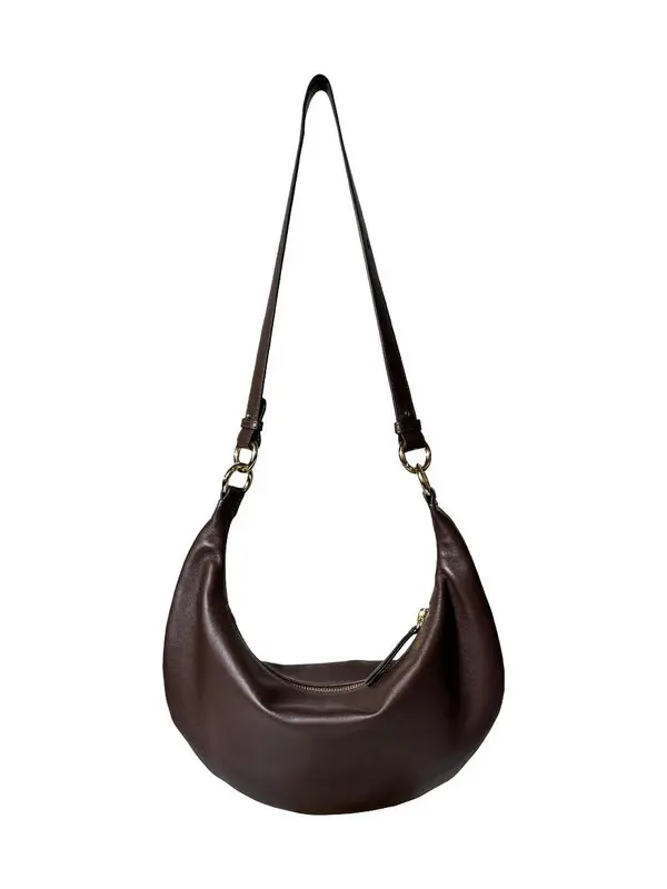 HYER GOODS Small Leather Convertible Ring Bag - Chocolate