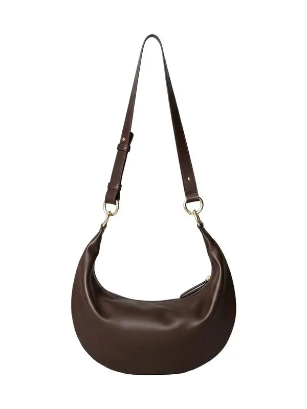 HYER GOODS Small Leather Convertible Ring Bag - Chocolate