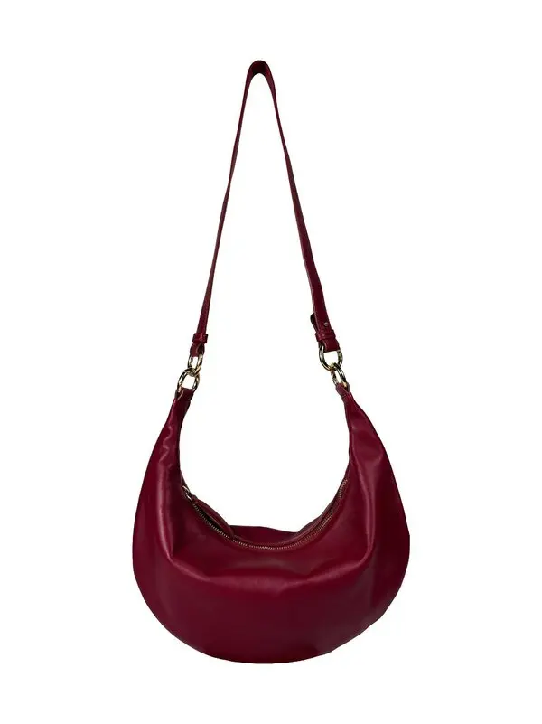 HYER GOODS Small Leather Convertible Ring Bag - Dark Cherry Red