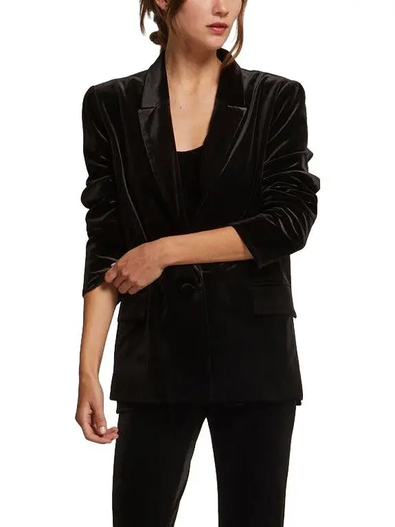 CRESCENT Single-breasted Velvet Blazer - Black