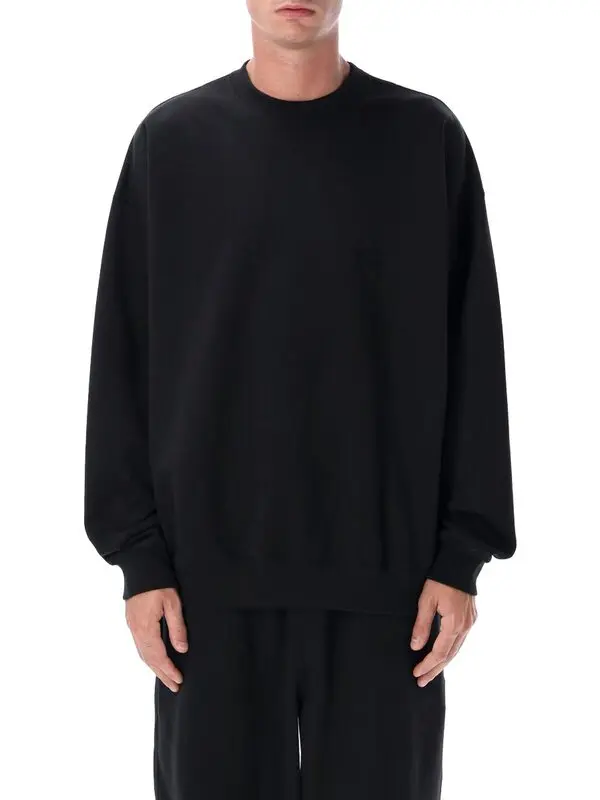 Adidas Brushed Terry Loose-fit Crewneck Sweatshirt - Black
