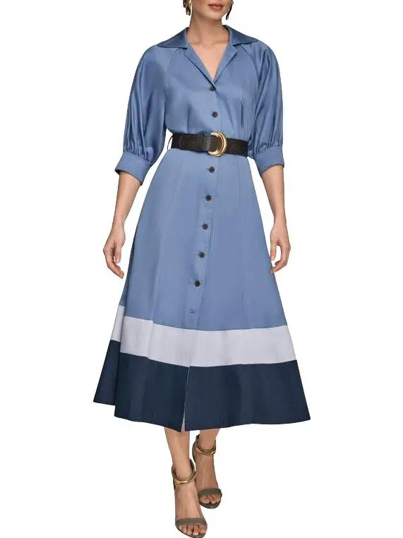 Donna Karan New York Belted Stretch Cotton Shirtdress - Tempest/dusk/nightfall