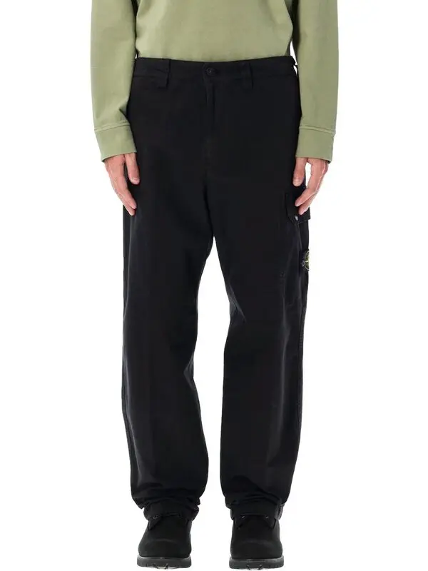 Stone Island Ripstop Cotton Cargo Pants - Black