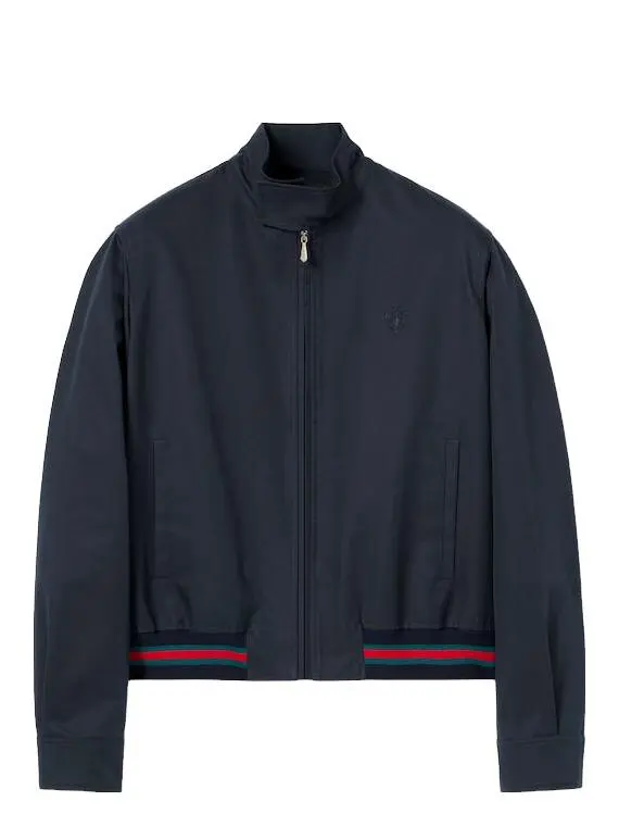 Gucci Cotton Twill Zip Jacket With Web - Blue