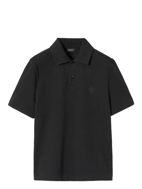 Gucci Cotton Piquet Polo Shirt With Embroidery - Black