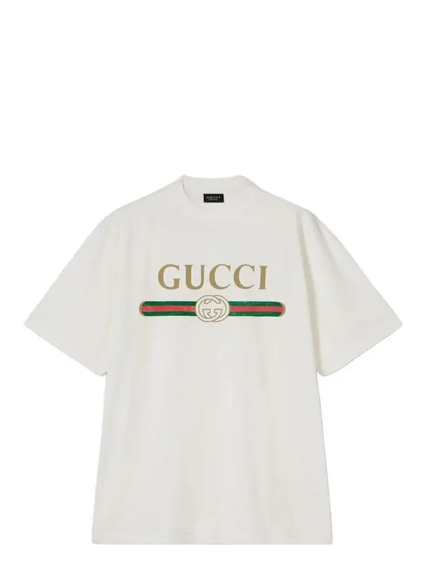 Gucci Silk Blend Jersey T-shirt With Print - White
