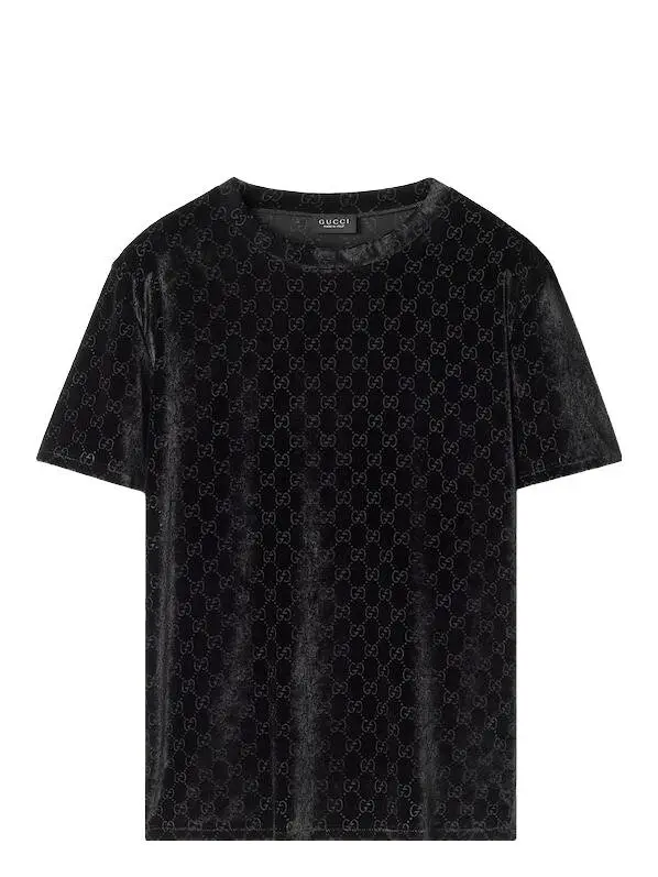 Gucci Gg Stretch Velvet Devoré T-shirt - Black