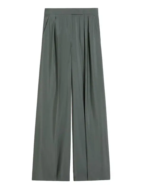 Max Mara Wide-fit Wool And Silk Trousers - Dark Green