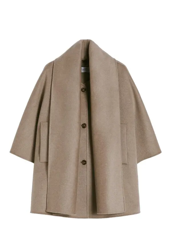 Max Mara Cashmere Cape With Removable Scarf - Tawny Bronze Brown