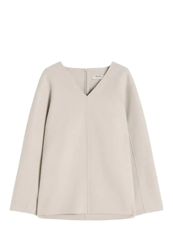 Max Mara Wool Broadcloth Blouse - Beige