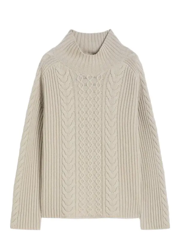 Max Mara Cable-knit Wool And Cashmere Polo-neck Sweater - White