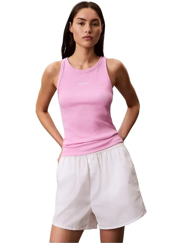 Calvin Klein Logo Graphic Ribbed Tank Top - Pink Essence