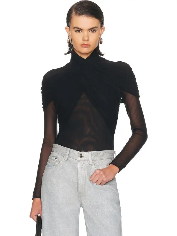 MUGLER Long Sleeve Bodysuit - Black