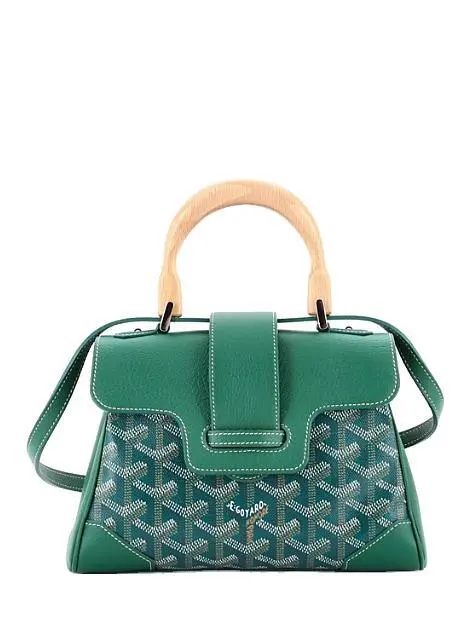 GOYARD Saigon Top Handle Bag Coated Canvas With Leather - Green
