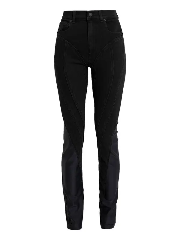 MUGLER Scuba-paneled High-rise Skinny Jeans - Black