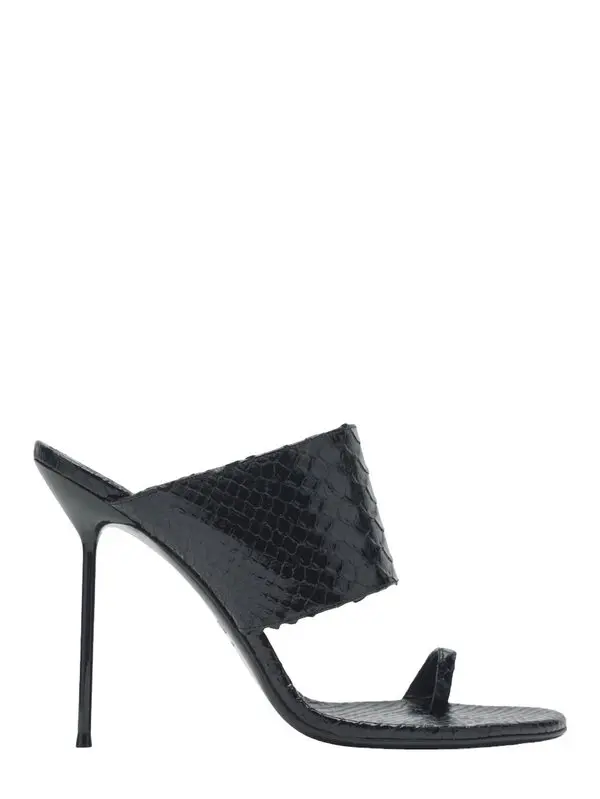 Paris Texas Lidia Python-effect Leather Thong Mule - Black