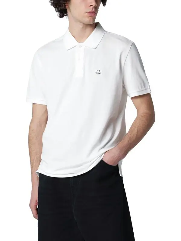C.P. COMPANY Polo Shirt With Logo Patch - White