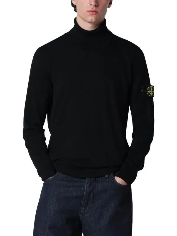 Stone Island Wool Turtleneck Sweater - Black