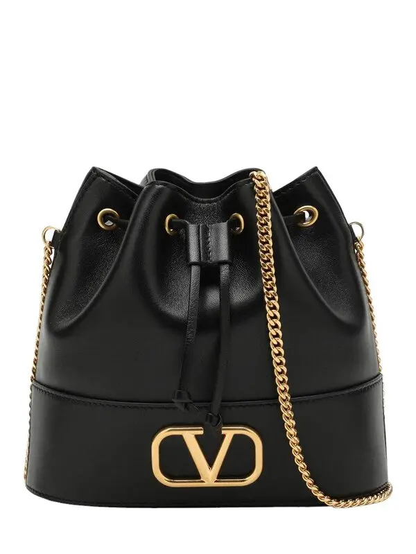 Valentino Garavani Vlogo Leather Bucket Bag - Black