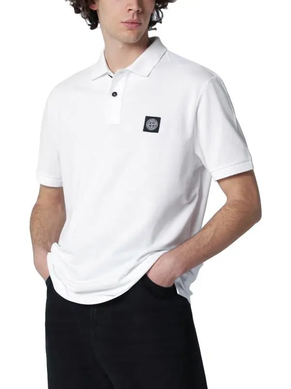 Stone Island Polo Shirt With Logo Patch - White