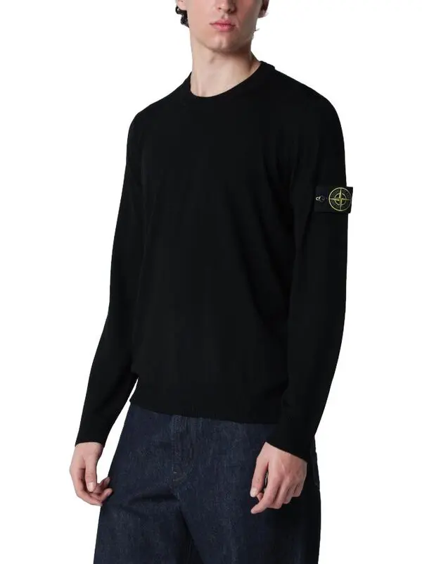 Stone Island Virgin Wool Crew-neck Sweater - Black