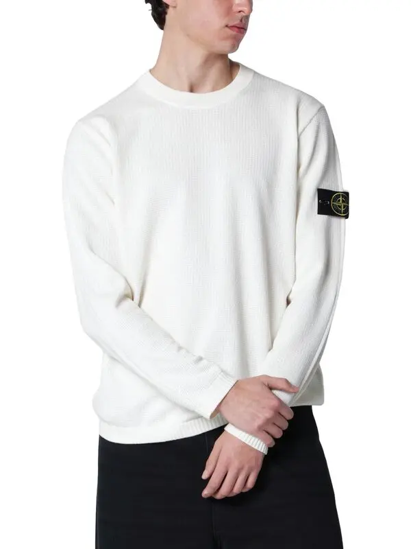 Stone Island Ivory Sweater With Compass Logo - White