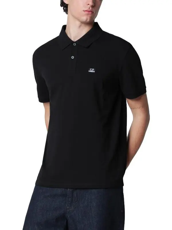 C.P. COMPANY Polo Shirt With Logo Patch - Black