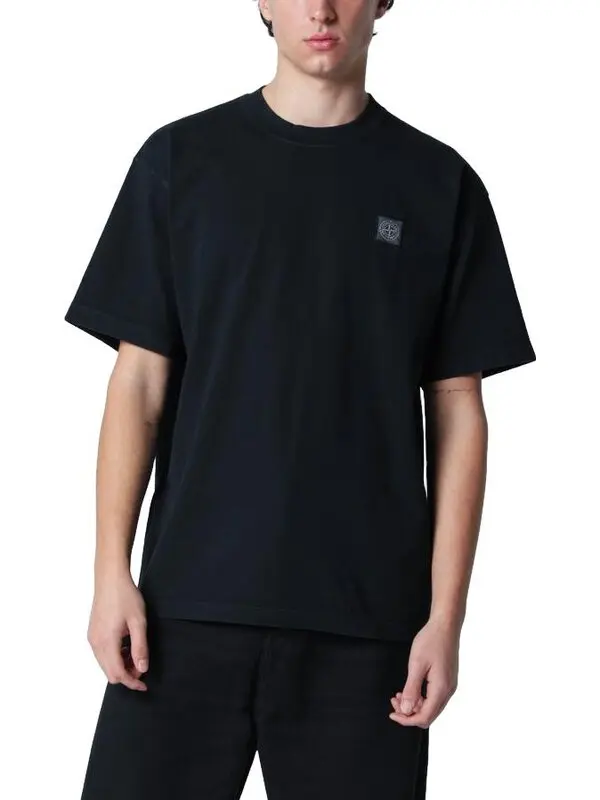 Stone Island Navy T-shirt With Logo Patch - Blue
