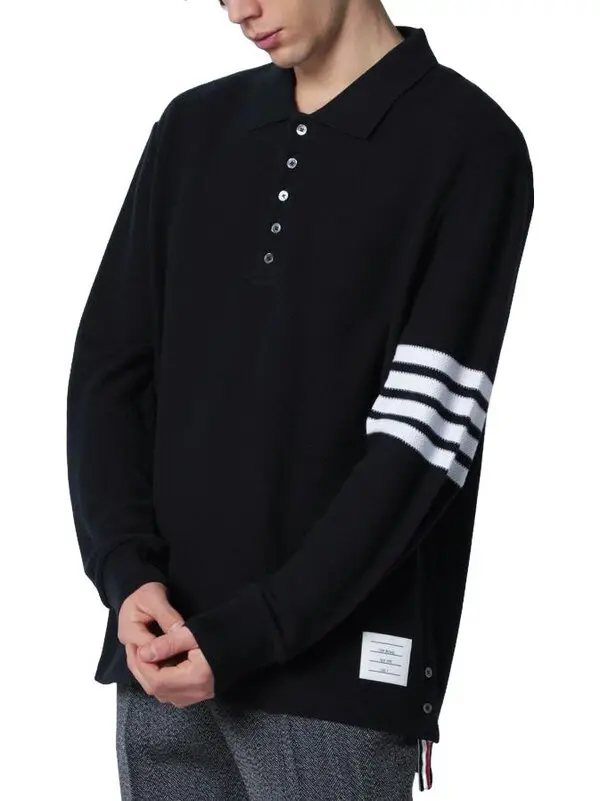 Thom Browne Navy Cotton Polo Shirt - Blue