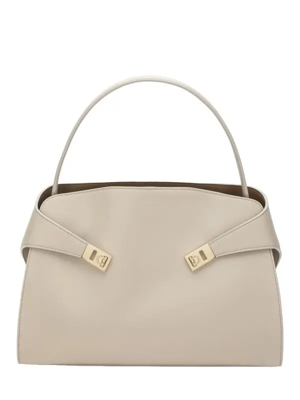 FERRAGAMO Leather Hug Soft L Handbag - White